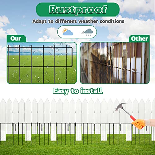 Loninak 10 Pack Animal Barrier Fences, 17 Inch(H) X 10 Ft(L) No Dig Fence Decorative Fence Rustproof Metal Wire Garden Fence Border for Dog Rabbits Ground Stakes Defence Yard Landscape Patio T Shape.