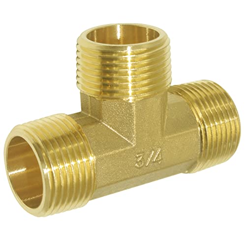 Joywayus Brass 3/4" GHT Garden Hose Threaded Tee Shaped 3 Way Connector Hose Pipe Fitting Coupler Adapter