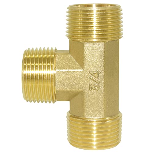 Joywayus Brass 3/4" GHT Garden Hose Threaded Tee Shaped 3 Way Connector Hose Pipe Fitting Coupler Adapter