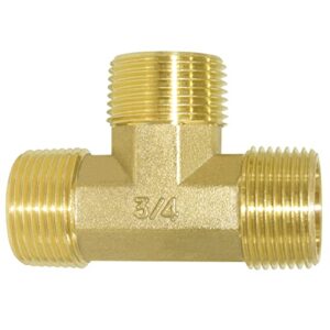 Joywayus Brass 3/4" GHT Garden Hose Threaded Tee Shaped 3 Way Connector Hose Pipe Fitting Coupler Adapter