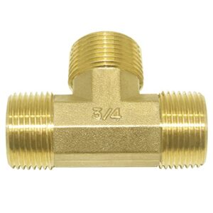 Joywayus Brass 3/4" GHT Garden Hose Threaded Tee Shaped 3 Way Connector Hose Pipe Fitting Coupler Adapter