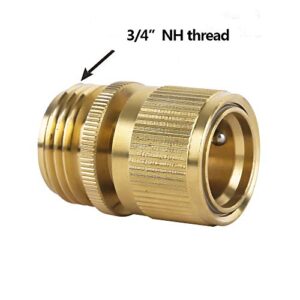 HQMPC Garden Hose Quick Connect Solid Brass Quick Connector Garden Hose Fitting Water Hose Connectors 3/4 inch GHT (2SETS)