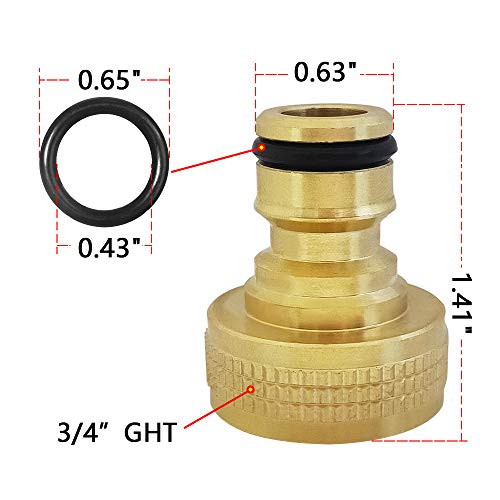 HQMPC Garden Hose Quick Connect Solid Brass Quick Connector Garden Hose Fitting Water Hose Connectors 3/4 inch GHT (2SETS)