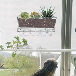 Sumerflos Acrylic Window Planter Box with Drain Tray, Window Plant Shelves with 4 Suction Cup - Detachable Combination for Indoor Outdoor Home Garden Kitchen Planter, Succulents, Herbs - Clear