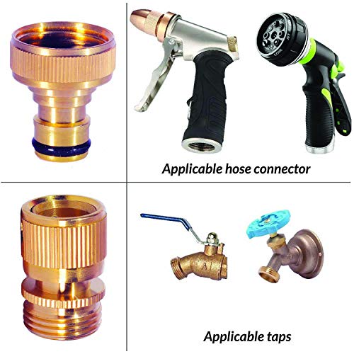 DIRECT MFG Garden Hose Quick Connect - Solid Brass, No Leakage, No Rusting, No Breakage - Easy, Quick Disconnect Water Hose Fittings for Garden Hose Connector - 3/4 Inch GHT (2 Sets)