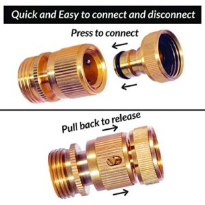 DIRECT MFG Garden Hose Quick Connect - Solid Brass, No Leakage, No Rusting, No Breakage - Easy, Quick Disconnect Water Hose Fittings for Garden Hose Connector - 3/4 Inch GHT (2 Sets)