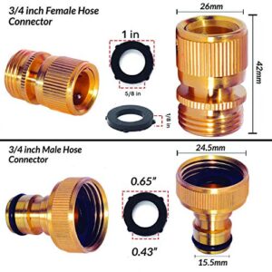 DIRECT MFG Garden Hose Quick Connect - Solid Brass, No Leakage, No Rusting, No Breakage - Easy, Quick Disconnect Water Hose Fittings for Garden Hose Connector - 3/4 Inch GHT (2 Sets)