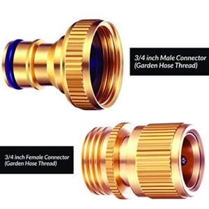 DIRECT MFG Garden Hose Quick Connect - Solid Brass, No Leakage, No Rusting, No Breakage - Easy, Quick Disconnect Water Hose Fittings for Garden Hose Connector - 3/4 Inch GHT (2 Sets)