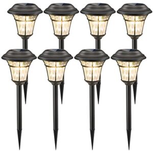 maggift 8 pack solar pathway lights outdoor, ip65 waterproof solar garden lights solar powered landscape lighting for yard patio walkway driveway