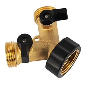 Hourleey 2 Pack Brass Garden Hose Splitter 2 Way, 3/4 Inch Hose Connector Tap Splitter, Hose Y Splitter, Hose Spigot Adapter 2 Valves with 4 Extra Rubber Washers