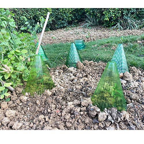 Fshow Garden Cloches,20 Pack Reusable Plant Bell Cover,Bell Jar Cloches for Protection Against Sun, Frost, Snails Etc. (Green)