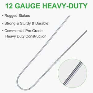 GROWNEER 50 Packs 6 Inches Heavy Duty 12 Gauge Galvanized Steel Garden Stakes Staples Securing Pegs for Securing Weed Fabric Landscape Fabric Netting Ground Sheets and Fleece