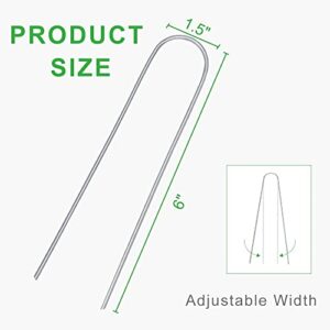 GROWNEER 50 Packs 6 Inches Heavy Duty 12 Gauge Galvanized Steel Garden Stakes Staples Securing Pegs for Securing Weed Fabric Landscape Fabric Netting Ground Sheets and Fleece