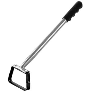 walensee mini action hoe for weeding stirrup hoe tools for garden hula-ho with 14- inch scuffle loop hoe gardening weeder cultivator, sharp durable metal handle weeding rake with cushioned grip, grey