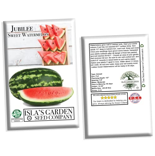 Jubilee Sweet Watermelon Seeds for Planting, 50+ Heirloom Seeds Per Packet, (Isla's Garden Seeds), Non GMO Seeds, Botanical Name: Citrullus lanatus, Great Home Garden Gift