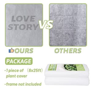 LOVE STORY Plant Covers Freeze Protection 6x25FT 1.0oz Frost Cloth Blanket Floating Row Cover Garden Fabric for Winter Outdoor Plants Vegetables and Sun Pest Protection