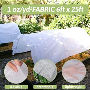 LOVE STORY Plant Covers Freeze Protection 6x25FT 1.0oz Frost Cloth Blanket Floating Row Cover Garden Fabric for Winter Outdoor Plants Vegetables and Sun Pest Protection