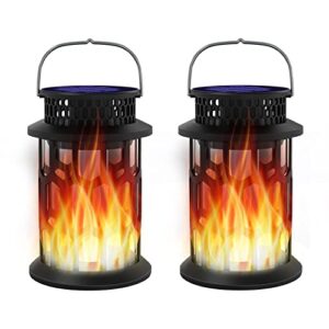 topmante solar lanterns outdoor waterproof flickering flame solar lantern led hanging lanterns decorative outdoor solar lights for garden,patio,yard,pathway 2pack