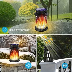 Topmante Solar Lanterns Outdoor Waterproof Flickering Flame Solar Lantern LED Hanging Lanterns Decorative Outdoor Solar Lights for Garden,Patio,Yard,Pathway 2Pack