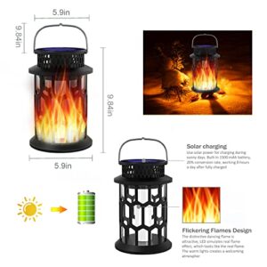 Topmante Solar Lanterns Outdoor Waterproof Flickering Flame Solar Lantern LED Hanging Lanterns Decorative Outdoor Solar Lights for Garden,Patio,Yard,Pathway 2Pack