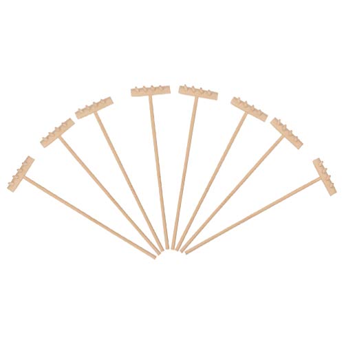 8Pcs Mini Zen Sand Rake Bamboo Rakes Tool Meditation Zen Garden Tools Feng Shui Tabletop Rock Garden Sandbox Kits Japanese Desktop Sand Box Accessories Garden rake 14cm x3. 5cm