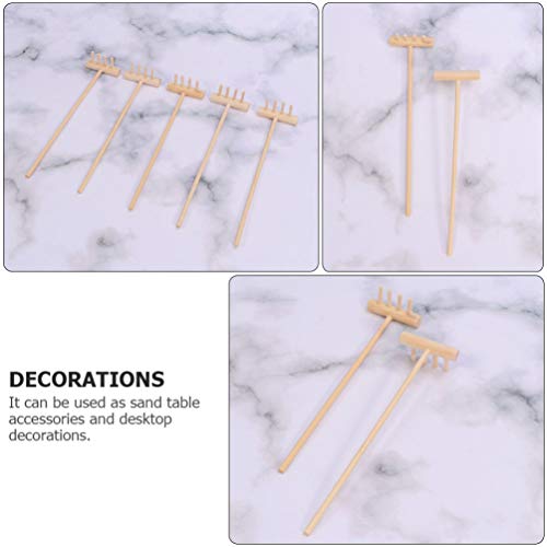 8Pcs Mini Zen Sand Rake Bamboo Rakes Tool Meditation Zen Garden Tools Feng Shui Tabletop Rock Garden Sandbox Kits Japanese Desktop Sand Box Accessories Garden rake 14cm x3. 5cm