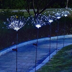 TiokMc Solar Firework Light, 120 LED Warm Light Outdoor Solar Garden Fireworks Lamp for Walkway Pathway Backyard Christmas Parties Decoration (White) (2 Pieces)