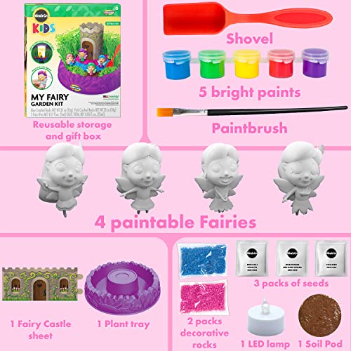 Creative Kids Miracle GRO Fairy Garden DIY Magical to Plant, Grow and Decorate Including LED Bedside Night Light! - Growing Kit & Your Own Gift Age 6+, Multicolor (62851)