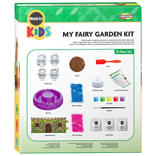 Creative Kids Miracle GRO Fairy Garden DIY Magical to Plant, Grow and Decorate Including LED Bedside Night Light! - Growing Kit & Your Own Gift Age 6+, Multicolor (62851)