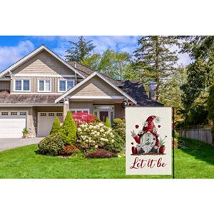 Balgardekor Let it be Garden Flag Vertical Double Sided Red Gnomes Farmhouse Burlap Spring Summer Yard Outdoor Decor Home Decor (12.5 x 18, Let it be)