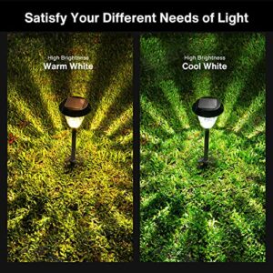 Lintem Solar Pathway Lights - 2 Pack Solar Lights Outdoor, Waterproof IP65 Solar Garden Lights, 20-50 LM Dimmable Warm White, Bright Up to 6-14 Hrs Solar Landscape Lights for Yard Walkway, Black