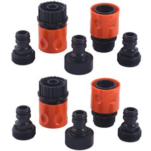 hqmpc 10 pieces plastic garden hose connector garden quick connectors 3/4″ ght female and male couplers 3/4″ female males male nipples 2sets(10pcs connectors)