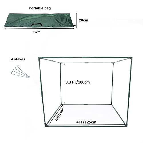 Square 4'x4' Netting Cover 3.3FT Tall Crop Cage Pest Guard Cover for Vegetables Fruits Durable Plant Garden Net with 4 Stakes