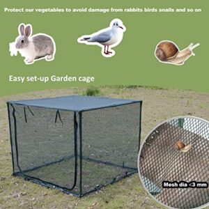 Square 4'x4' Netting Cover 3.3FT Tall Crop Cage Pest Guard Cover for Vegetables Fruits Durable Plant Garden Net with 4 Stakes