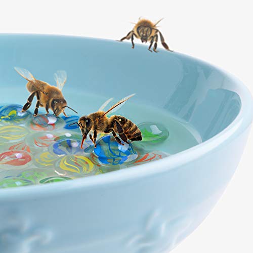 Navaris Bee Watering Station - Ceramic Bowl for Feeding and Watering Bees, Butterflies, Small Insects - Decorative Water Station for Gardens and Yards