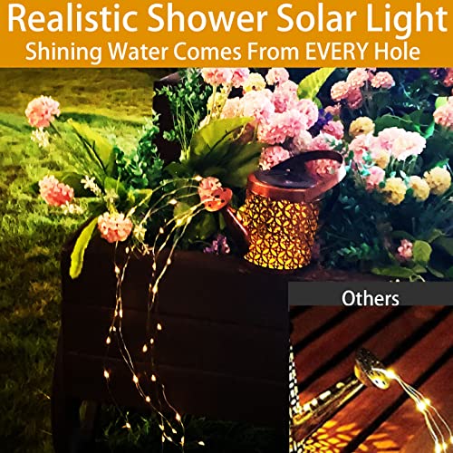 Merrytech Solar Lanterns Outdoor Waterproof,Metal Watering Can Sun Garden Decor,Hanging Solar Lights Yard Art,Outside Patio Decorations Gardening Birthday Gifts for Mom Grandma Women, with Hook, Large