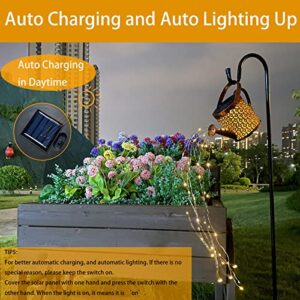 Merrytech Solar Lanterns Outdoor Waterproof,Metal Watering Can Sun Garden Decor,Hanging Solar Lights Yard Art,Outside Patio Decorations Gardening Birthday Gifts for Mom Grandma Women, with Hook, Large