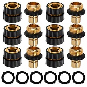 nerosun 3/4 inch garden hose quick connector, 6 set male and female quick connect garden hose fittings