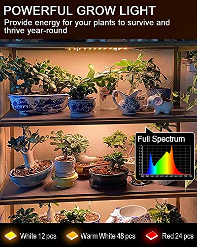 DOMMIA Grow Lights, Full Spectrum 12W(120W Equiv) Grow Light for Indoor Plants, 84 LEDs Sunlike Plant Grow Light with On/Off Switch for Seed Starting, Hydroponics, Succulents & More, Easy to Assemble