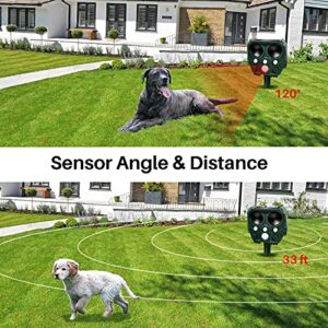 Ultrasonic Animal Repeller, Solar Animal Deterrent with Motion Sensor and Flashing Lights,Outdoor Waterproof Farm Garden Yard Repellent for Cat Rodent Squirrel Dog Rabbit Raccoon Skunk Fox Deer etc