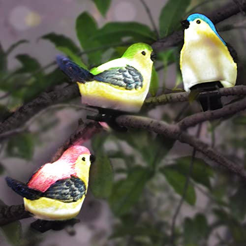 JZSTOM Solar Outdoor Lights Bird Garden Statues Decor,Bird Figurine Lights with Powered LED, Housewarming Birthday Gifts for Women, Mom(3 Pack)