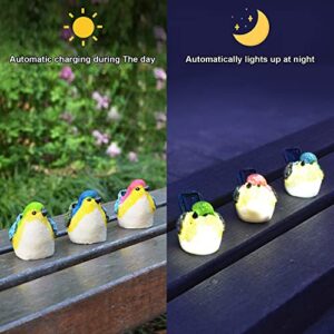 JZSTOM Solar Outdoor Lights Bird Garden Statues Decor,Bird Figurine Lights with Powered LED, Housewarming Birthday Gifts for Women, Mom(3 Pack)