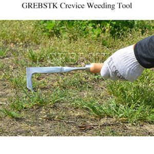 GREBSTK Crack Weeder Crevice Weeding Tool Manual Weeder Beech Handle Lawn Yard Gardening Tool