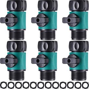 12 pcs garden hose shut off valve plastic connect water hose turn off valve garden hose connector set with 6 piece anti leak valve standard 3/4 inch thread and 12 piece rubber gaskets