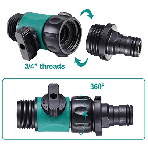 12 Pcs Garden Hose Shut off Valve Plastic Connect Water Hose Turn off Valve Garden Hose Connector Set with 6 Piece Anti Leak Valve Standard 3/4 Inch Thread and 12 Piece Rubber Gaskets