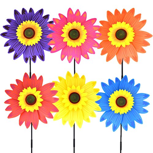 B bangcool Sunflower Lawn Pinwheels Wind Spinners Garden Party Pinwheel Wind Spinner for Patio Lawn & Garden (6 PCS)）