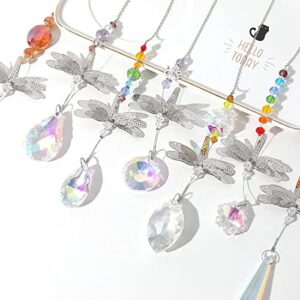 Pack of 7 Crystal Suncatchers Dragonfly Pendant Rainbow Maker Hanging for Window Wedding Garden Decor