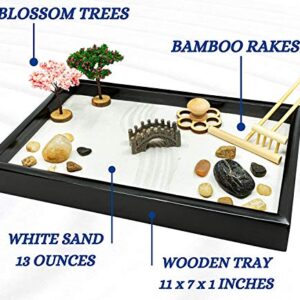 MEVELLYA Zen Garden for Desk - Japanese Zen Garden 11x7 Inch - Zen Garden Kit - Desktop Zen Garden - Large Zen Garden - Rock Garden - Zen Sand Garden for Desk - Japanese Sand Garden - Japanese Gift