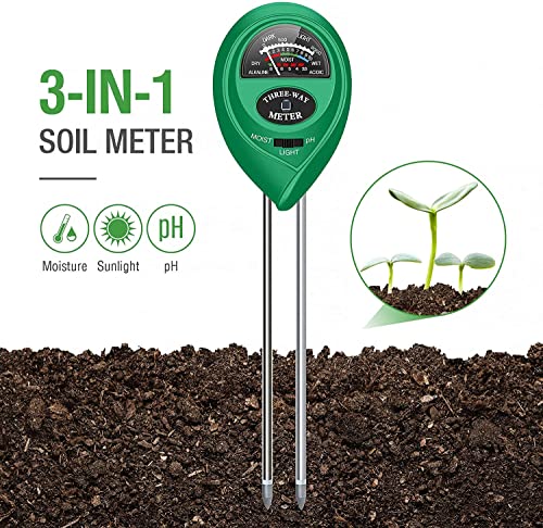 apine Soil Moister Meter, 3 in 1 Soil pH Tester, Soil Test Kit for Lawns, Garden, Farm, House, Indoor, Outdoor, Hydrometer for Plants