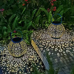 Go2garden Solar Large Lanterns Outdoor Hanging Lights Metal Decorative Garden Lights Waterproof Solar Lantern for Table, Patio, Courtyard, Party Decorations (1 Pack, Teal Blue)